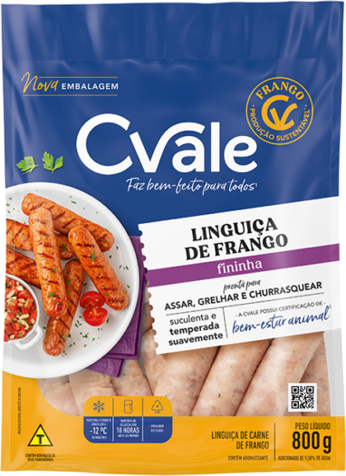 Linguiça de Frango Fininha CVale 800 g CVale - Sabor e Qualidade na Sua ...