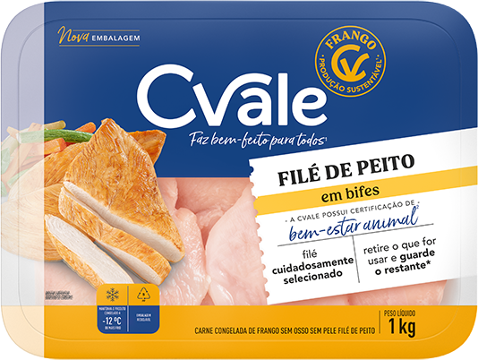 Filé de Peito em Bifes CVale Bandeja 1 kg CVale - Sabor e Qualidade na ...