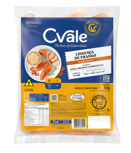 Linguiça de Frango Tradicional CVale 5 kg CVale - Sabor e Qualidade na ...