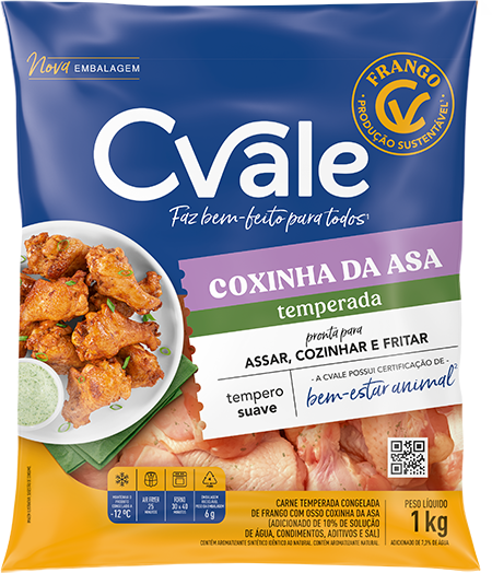 Coxinha da Asa Temperada CVale 1 kg CVale - Sabor e Qualidade na Sua Mesa
