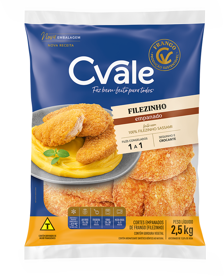 Filezinho Empanado CVale 2,5 kg CVale - Sabor e Qualidade na Sua Mesa