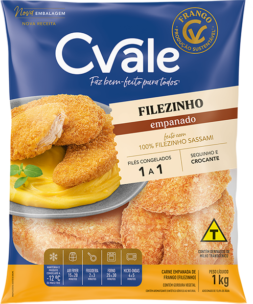 Filezinho Empanado CVale 1 kg CVale - Sabor e Qualidade na Sua Mesa